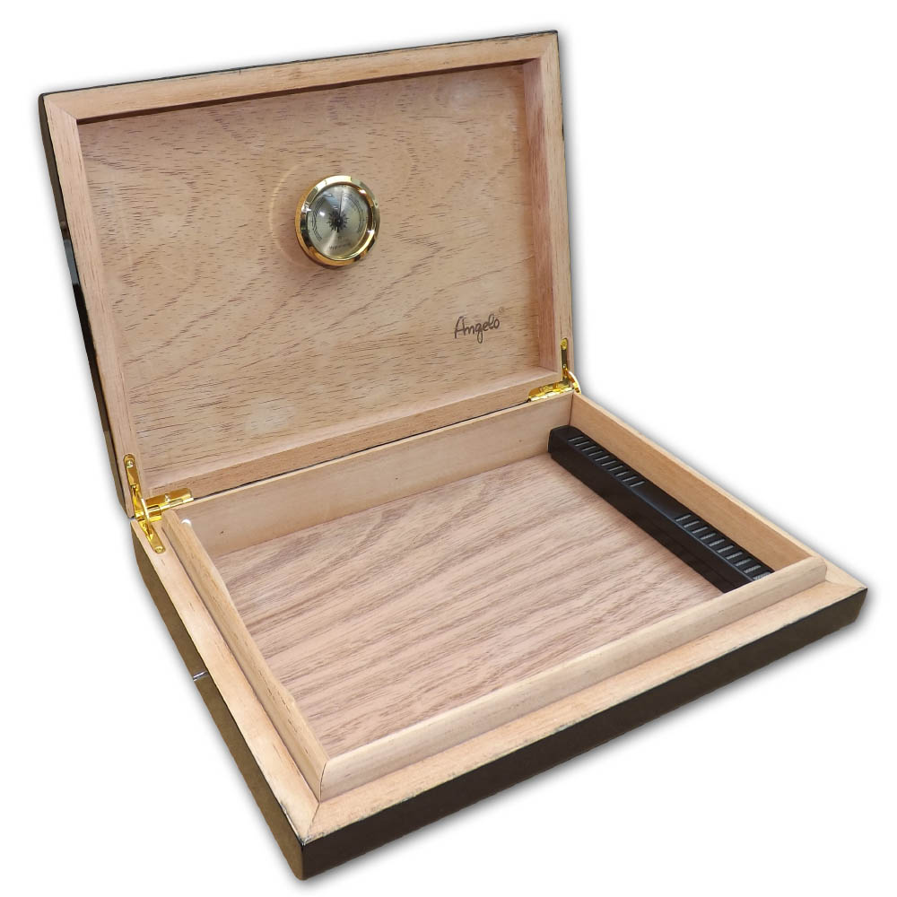 Angelo High Gloss Black Cigar Humidor – 20 Cigar Capacity